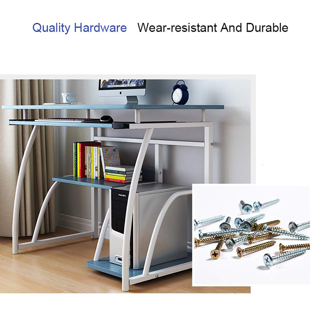RICHLN Pc Laptop Table Workstation with Storage Shelves for Small Place,Compact Home Office Desk,Computer Desk with Pullout Keyboard Tray