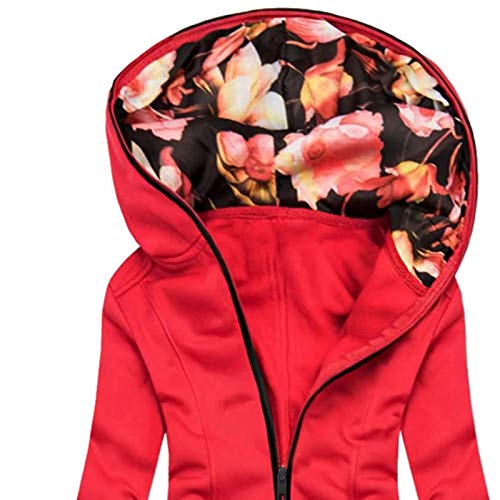 Aniywn Zip Up Hoodie for Women, Long Sleeve Hooded Sweatshirts Casual Slim Fit Fall Winter Jacket Lightweight Coats Red