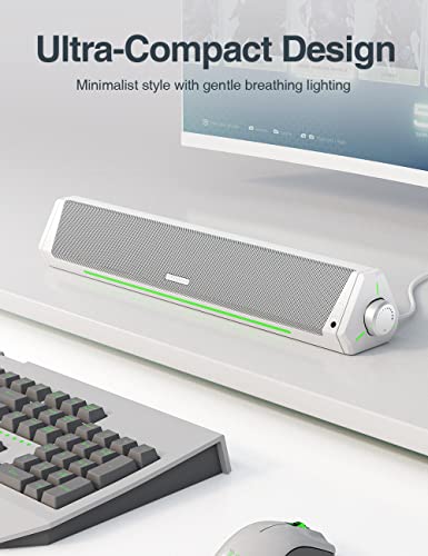 Computer Speakers, Bluetooth Computer Soundbar, HiFi Stereo, 3.5mm Aux-in Connection, USB Powered Computer Speakers for Desktop Monitor, PC, Laptop, Tablets
