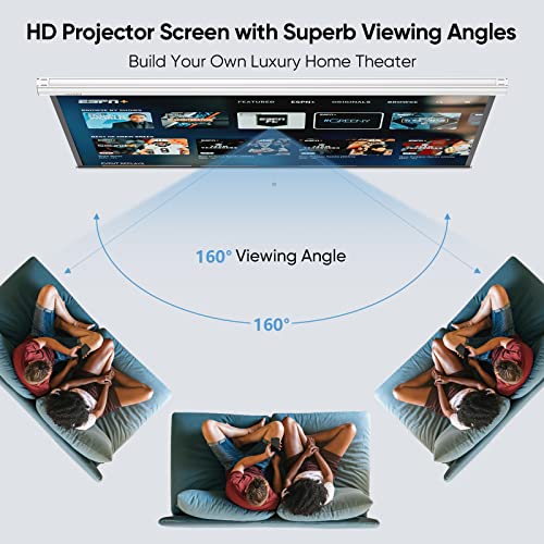 100'' HD Photon Projector Screen 16:9 - Auto-Locking Projection Screen for 4K 3D 1080P HD, ROCK4D Manual Projector Screen Pull Down for Home Cinema Theater Office Education Outdoor Indoor Movies