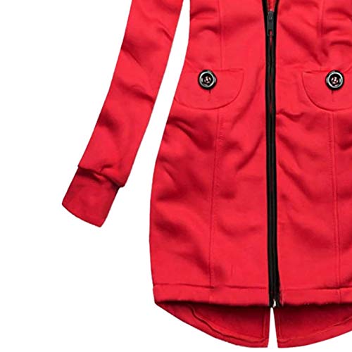 Aniywn Zip Up Hoodie for Women, Long Sleeve Hooded Sweatshirts Casual Slim Fit Fall Winter Jacket Lightweight Coats Red