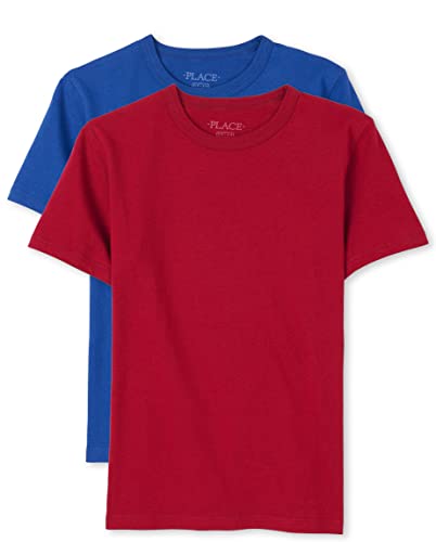 The Children's Place boys Short Sleeve Basic Layering T-shirt T Shirt, Blue/Red 2 Pack, Large US