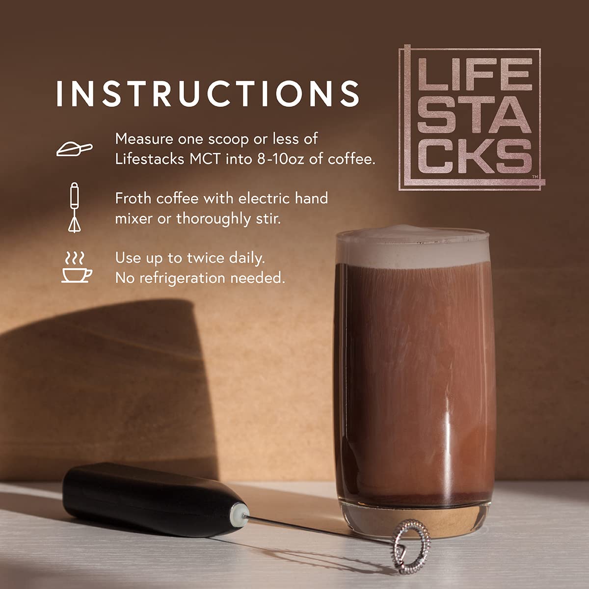 LIFESTACKS Vanilla MCT Oil Powder to Boost Energy & Focus - Nootropics + Adaptogens for an Elevated Coffee Experience - Keto, Vegan, 0 Sugar - Stacked for Success with Ginseng, Rhodiola, L-Tyrosine