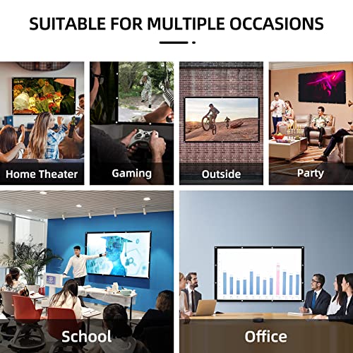Hangable Projector Screen Movie Screen with Hooks, Ropes, Portable Office Indoor & Outdoor Video Projection Screen,Leinwand Beamer Projektionsleinwand Écran de Projection - 120 in