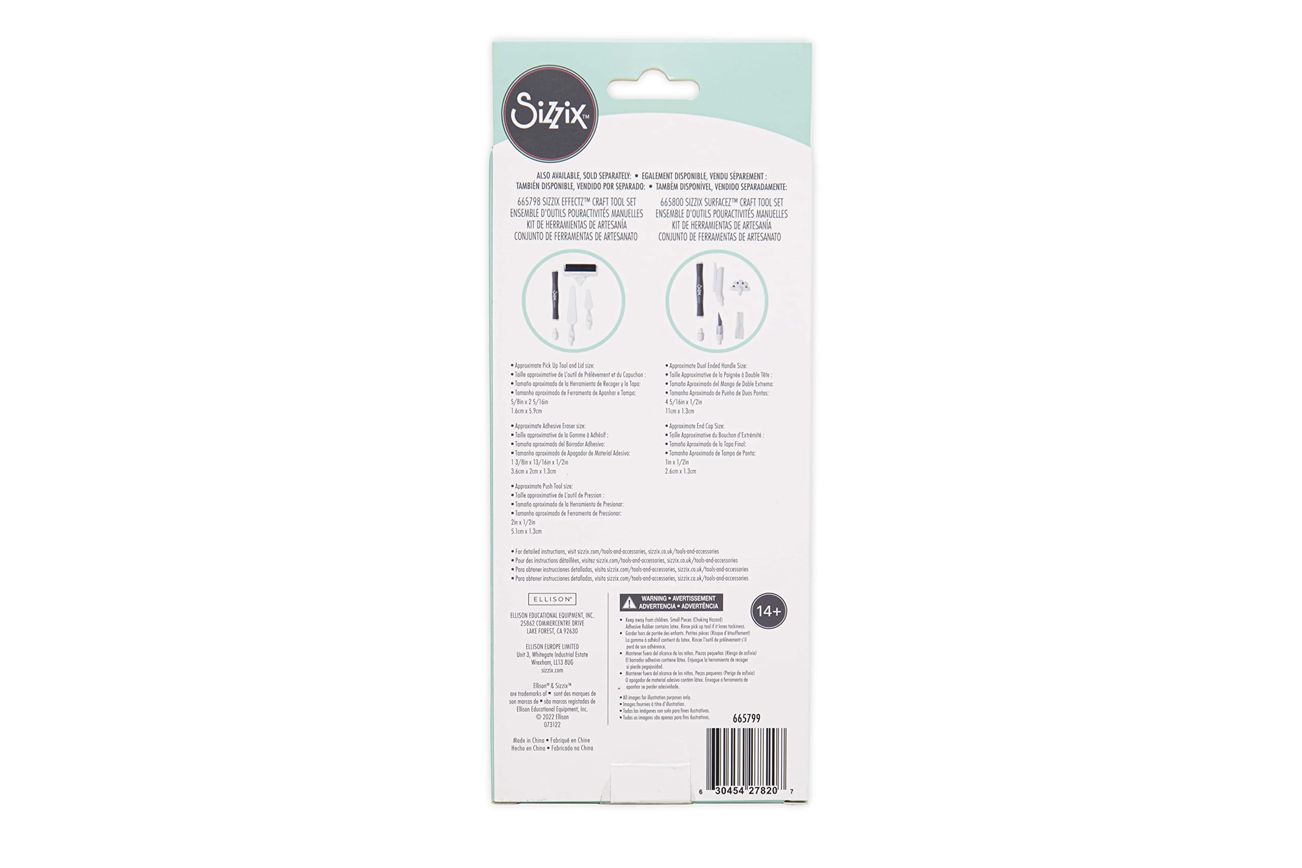 Sizzix Sticky Pick Up & Push Craft Set Tool Perfect for Intricate Papercraft, Cardmaking, Model Parts, Diamond Art, Sequins & More, One Size, White/Grey