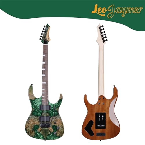 Leo Jaymz Electric Guitar Tempest Series - Mahogany Body and Burl Top,Maple Neck and Rosewood Fingerboard,Alnico V active Pickups,Wilkinson 2-point Temolo Bridge (Architect)
