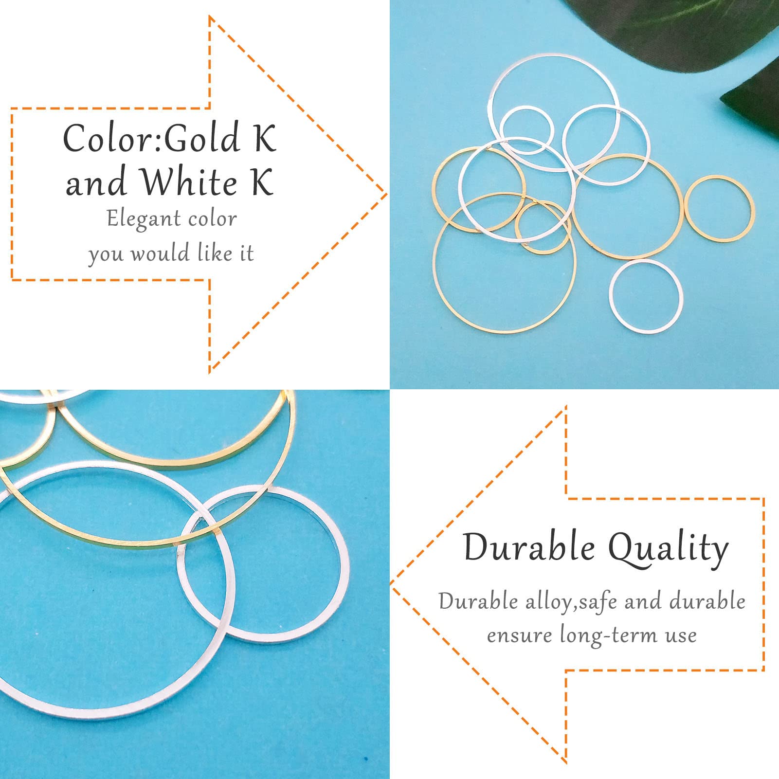 100Pcs Round Earring Beading Hoop Rings,5Sizes Earring Finding Open Bezels Linking Rings Beading Hoop Earrings Pendant for DIY Craft Jewelry Making,Earring Necklace,Crafts Supplies