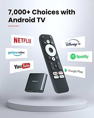 Nebula 4K Streaming Dongle with HDR, Android TV Box, 7000+ Apps, Compatible with Google Assistant and Chromecast, Supports Dolby Digital Plus, Plug-in Smart TV with 2GB RAM and 8GB ROM Storage