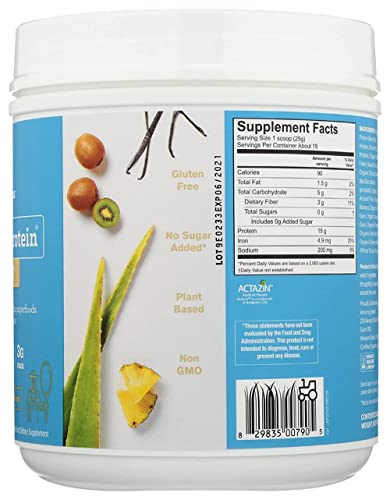 Amazing Grass DIGEST Vegan Protein Powder, Plant Based with Probiotics + Fiber to Manage Bloat, Tahitian Vanilla, 15 Servings