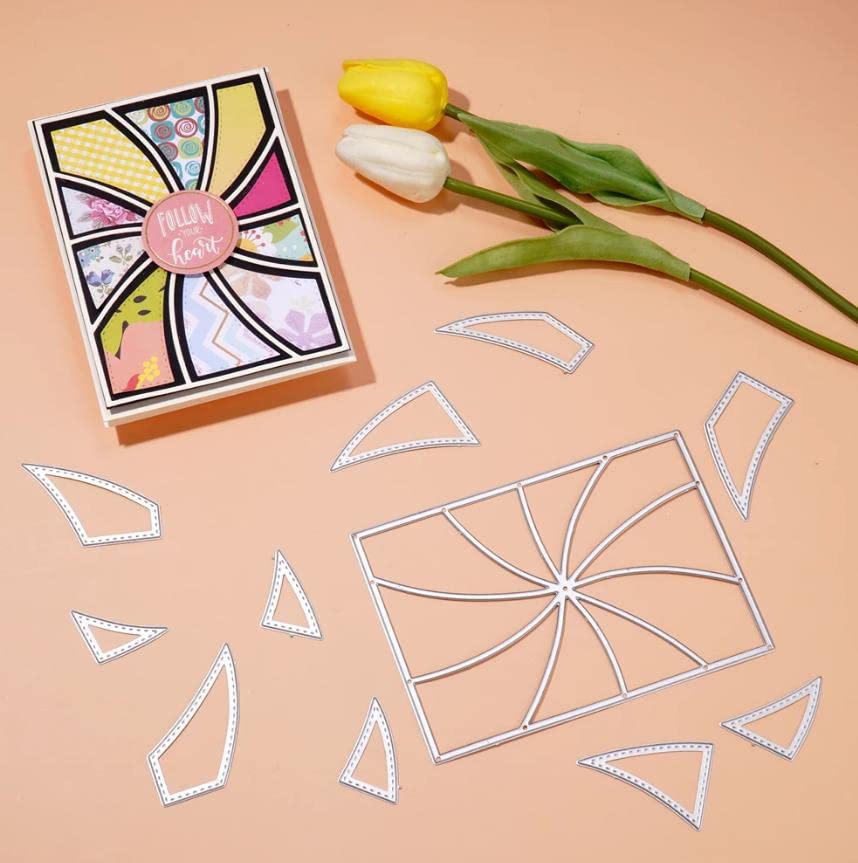 Rectangle Grid Frame Cutting Die Cuts, DIY Crafts Template Stitched Whirl Rectangle Frame Scrapbook Cards Cutting Dies Cut Stencils for DIY Embossing Card Making Decorative Paper Dies Scrapbooking