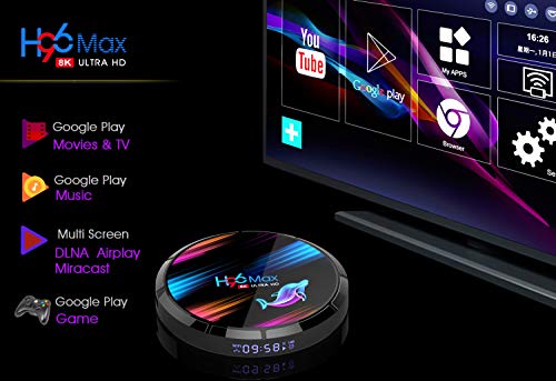 Android 9.0 TV Box 4GB RAM 64GB ROM H96 Max Smart TV Box Amlogic S905X3 Quad-core 8K/1000M LAN/1080P/USB 3.0/H.265/WIFI 2.4G/5G Android TV Box Media Player