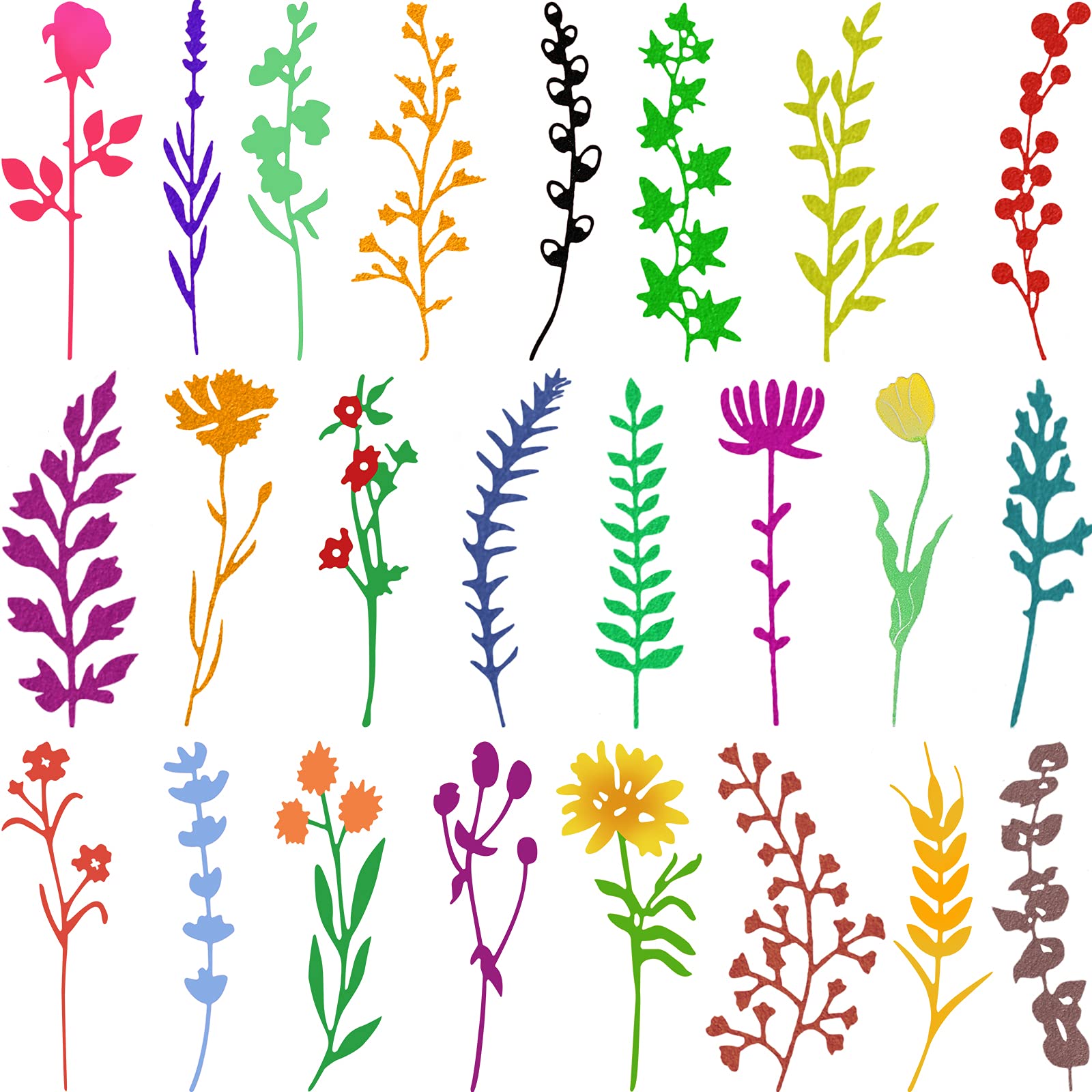 24 Pieces Flower Metal Cutting Dies Wildflowers Cutting Die Flower Leaves Embossing Stencils for Card Making Thanksgiving Christmas Craft Mold for Crafts Scrapbook Album Paper Card Decoration