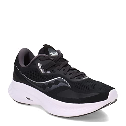 Saucony Women's Guide 15 Running Shoe, Black/White, 8 Wide