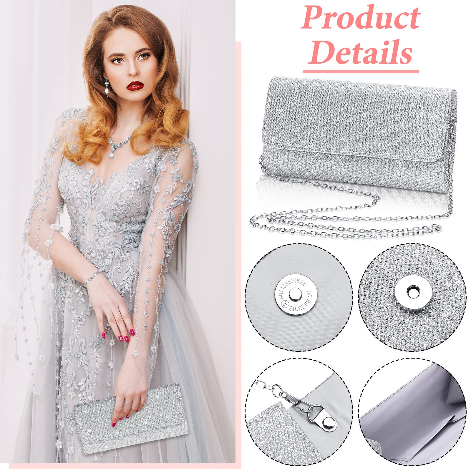 Tiamon 4 Pcs Women Rhinestone Jewelry Set Silver Accessories for Evening Wedding Party Christmas Gift(Noble Style)