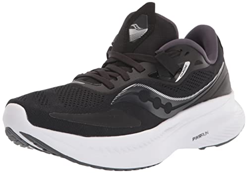 Saucony Women's Guide 15 Running Shoe, Black/White, 8 Wide