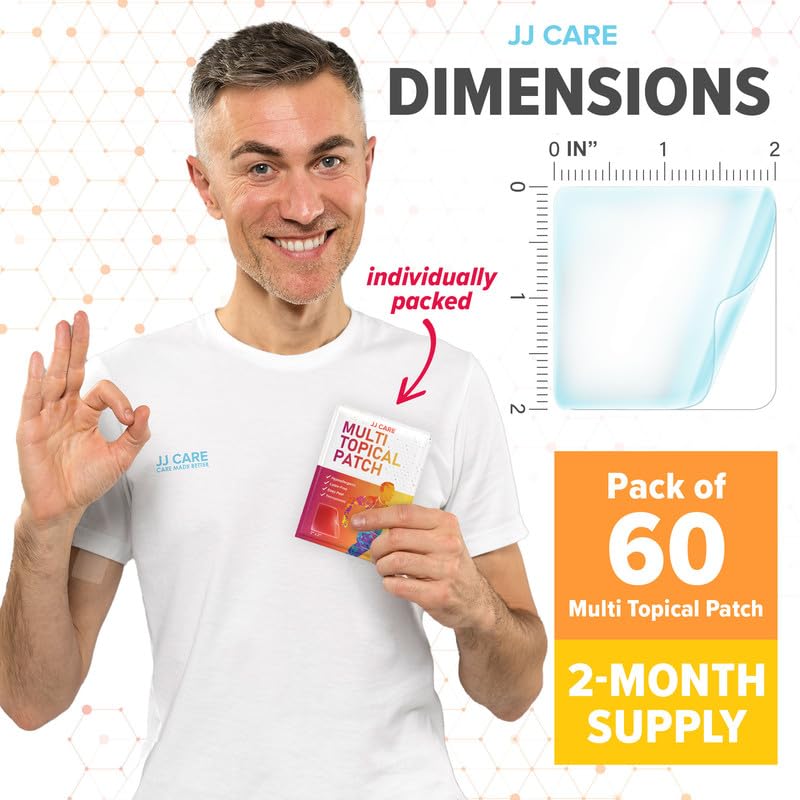 JJ CARE Multi Topical Patch (Pack of 60), Daily Use Topical Patch for 2 Months Supply, Essential Patches for Wellness Support