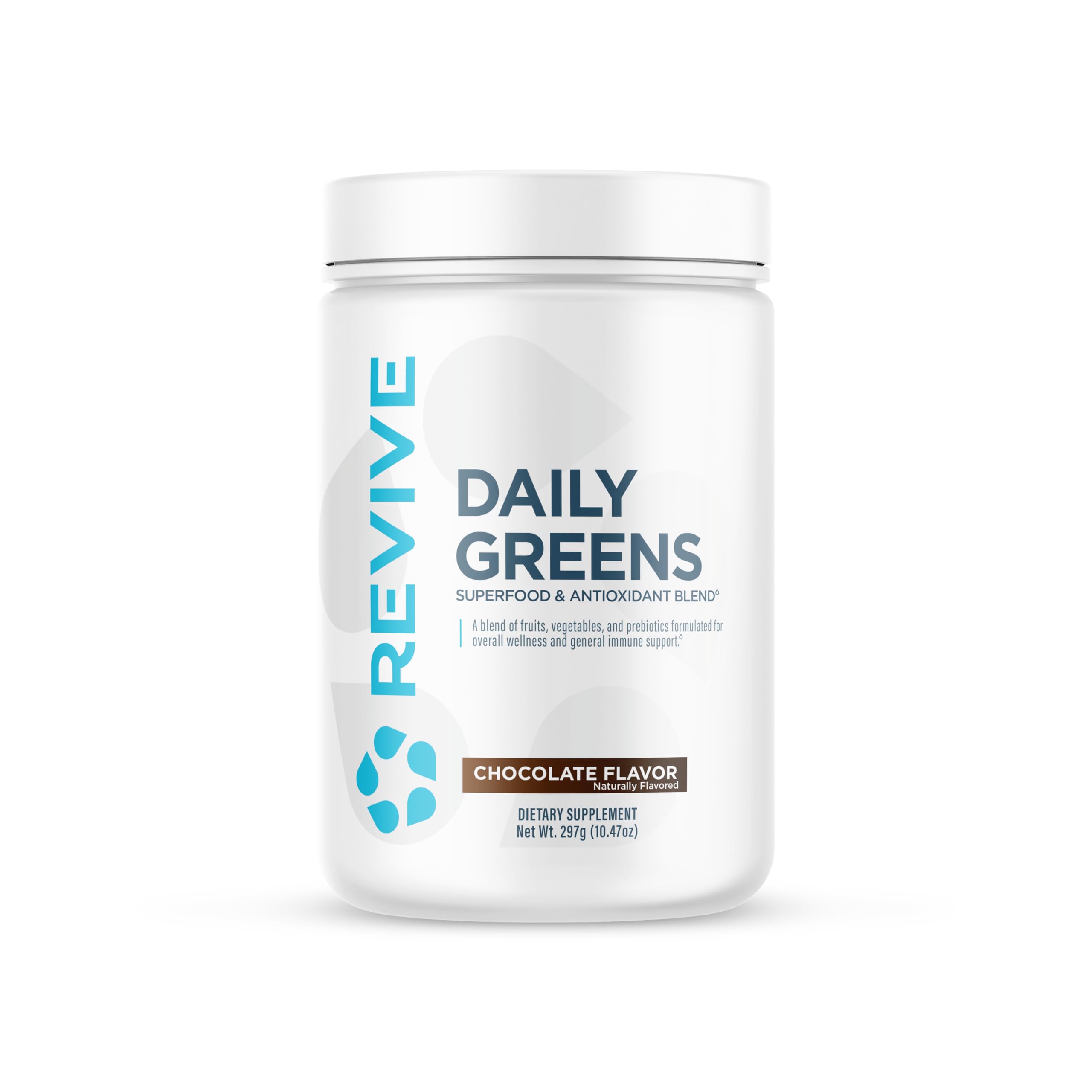 Revive MD Daily Green Powder Superfood (Chocolate) - Supergreens Powder to Support Energy Levels - Green Juice Powder That Improves Fiber Intake - Vegetable Powder Supports Digestion and Gut Health