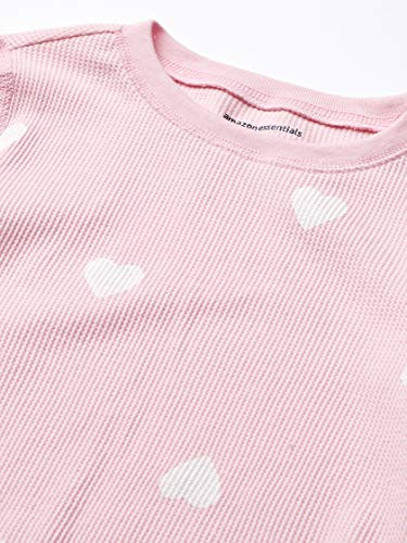 Amazon Essentials Toddler Girls' Thermal Long Underwear Set, Light Pink Hearts, 4T