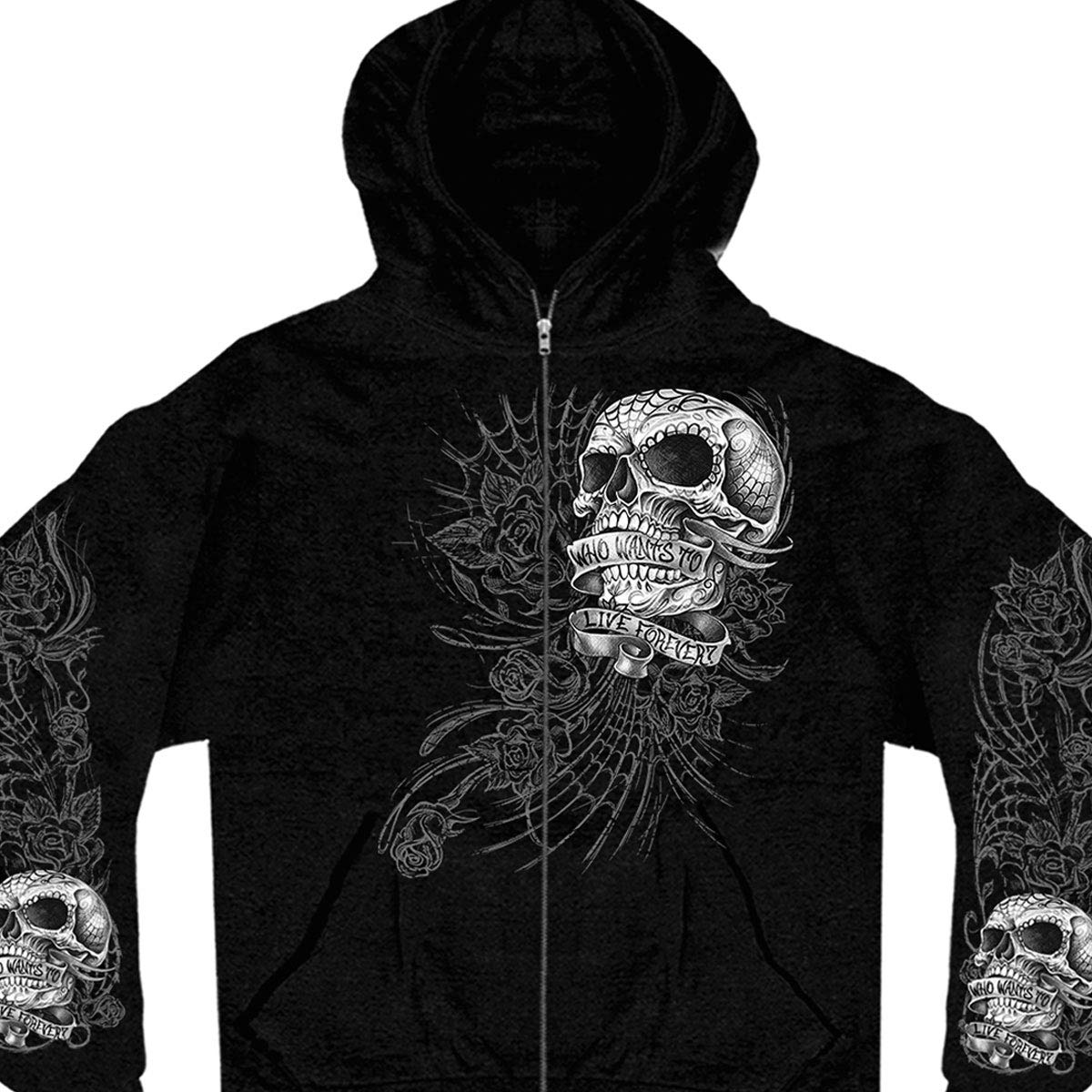 Hot Leathers mens Motorcycle fashion hoodies, Black, 2X US