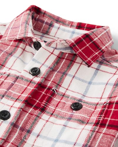 The Children's Place Baby Boy's and Toddler Long Sleeve Flannel Button Up Shirt, Red Cane Plaid, 2T