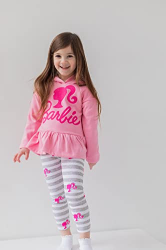 Barbie Little Girls Peplum Fleece Hoodie & Peplum Leggings Pink 6-6X