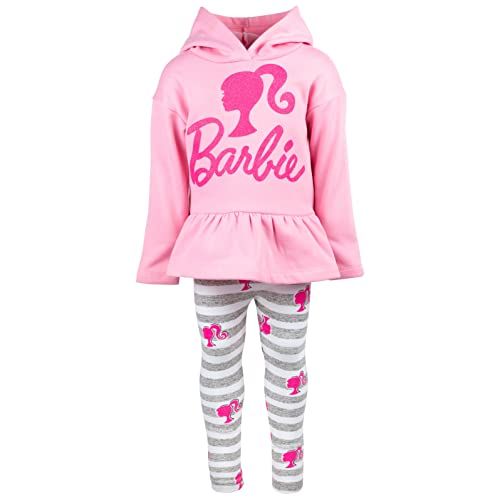 Barbie Little Girls Peplum Fleece Hoodie & Peplum Leggings Pink 6-6X