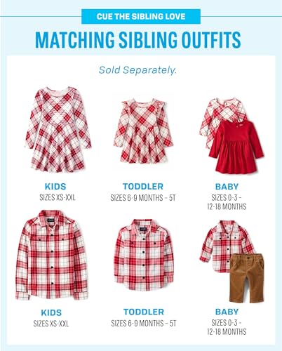 The Children's Place Baby Boy's and Toddler Long Sleeve Flannel Button Up Shirt, Red Cane Plaid, 2T
