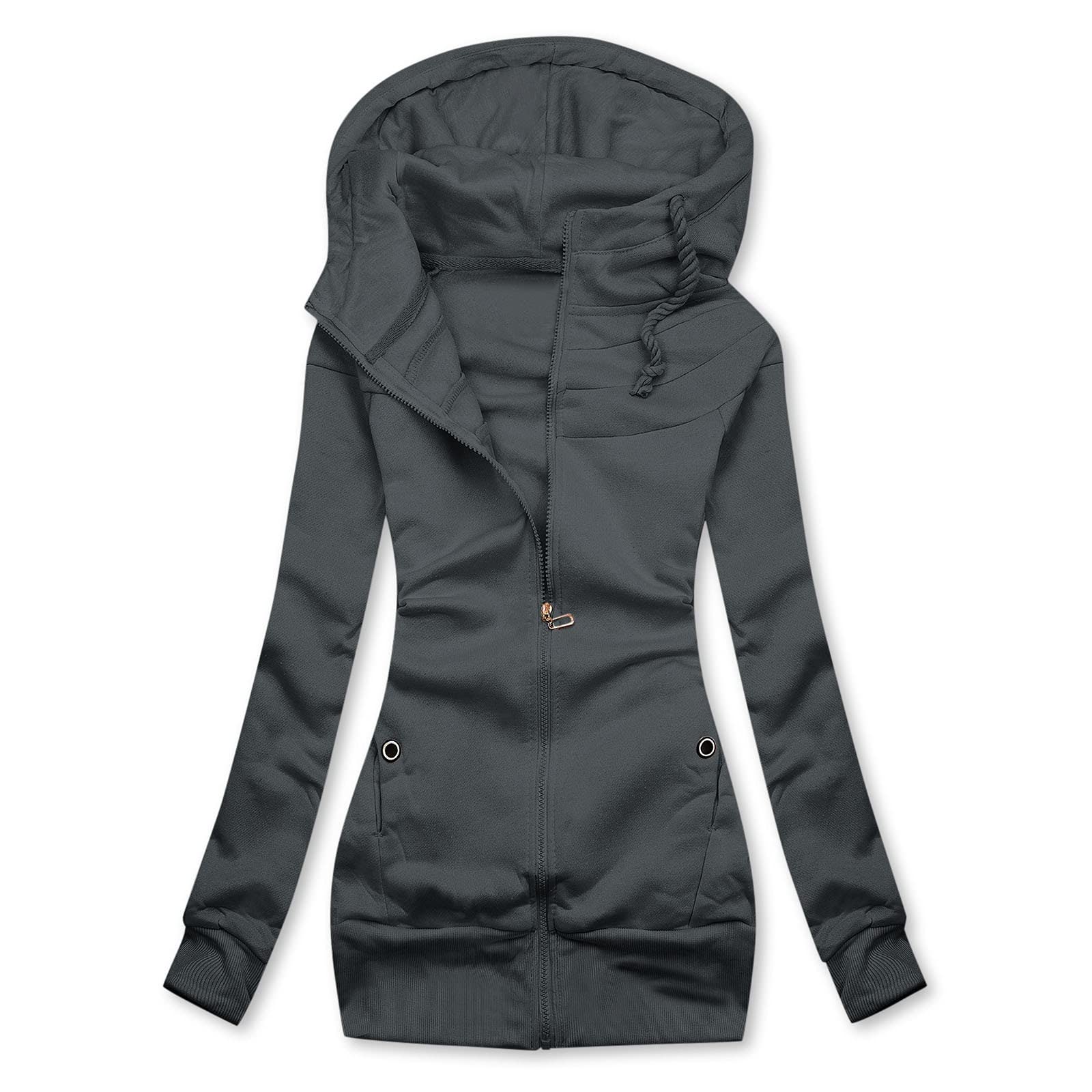 Aniywn Women's Zip Up Hoodie Floral Printed Pullover Sweatshirt Long Sleeve Slim Fit Autumn Hoodie Outwear Jacket Coat