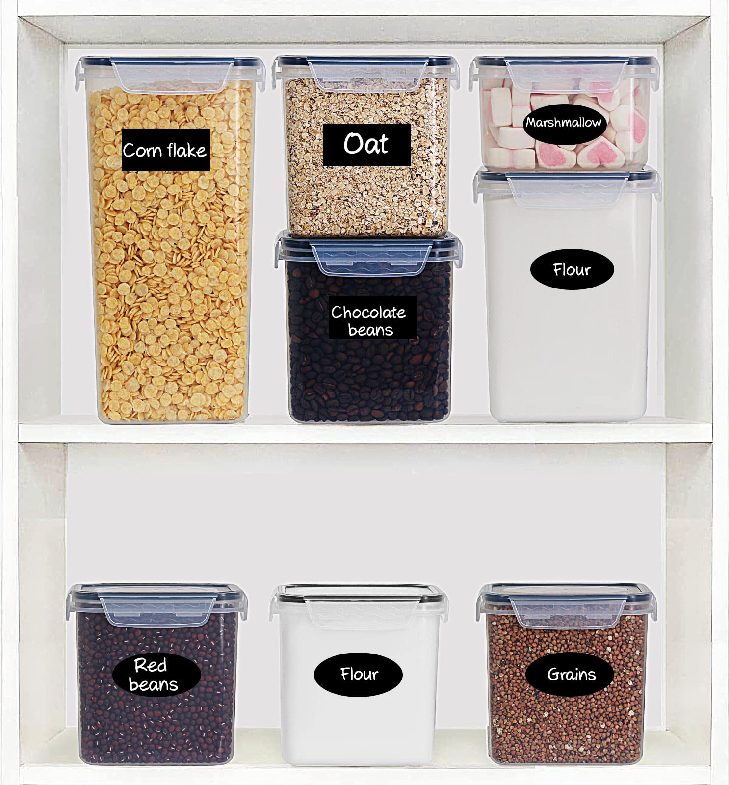 Airtight Food Storage Containers 36-Piece Set, Kitchen & Pantry Organization, BPA Free Plastic Storage Containers with Lids, for Cereal, Flour, Sugar, Baking Supplies, Labels & Measuring Cups