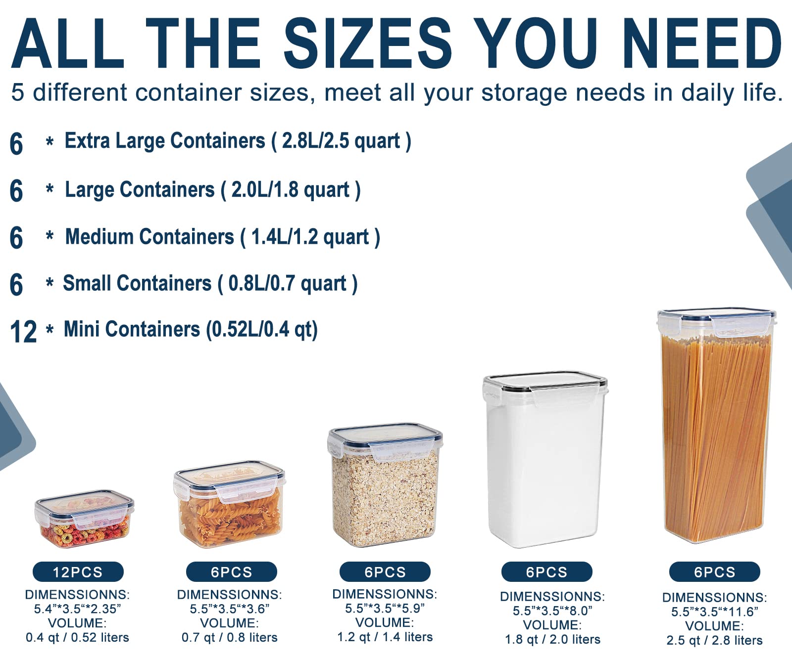 Airtight Food Storage Containers 36-Piece Set, Kitchen & Pantry Organization, BPA Free Plastic Storage Containers with Lids, for Cereal, Flour, Sugar, Baking Supplies, Labels & Measuring Cups