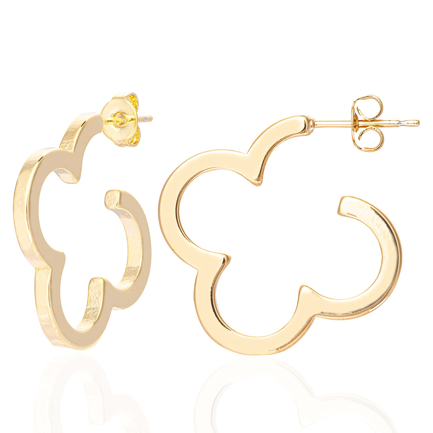 Clover Leaf Earrings, ETREM 14K Gold Plated Lucky Clover Earrrings for women & Girls (Made in Korea) Quality Cuff Earrings Huggie Stud Hoop Earrings for Women Nickel free