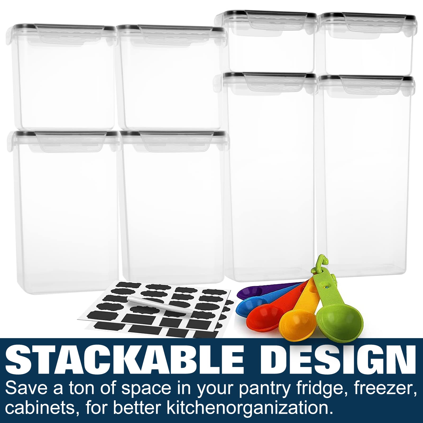 Airtight Food Storage Containers 36-Piece Set, Kitchen & Pantry Organization, BPA Free Plastic Storage Containers with Lids, for Cereal, Flour, Sugar, Baking Supplies, Labels & Measuring Cups