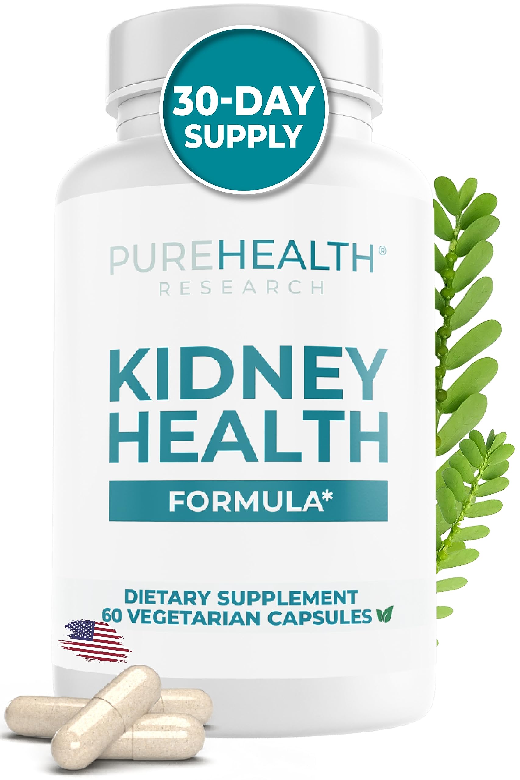 PUREHEALTH RESEARCH Kidney Health Formula - Complete Kidney Cleanse Solution from Effective Kidney Stones Dissolver with Chanca Piedra Stone Breaker for Ultimate Kidney Support - 1 Bottle