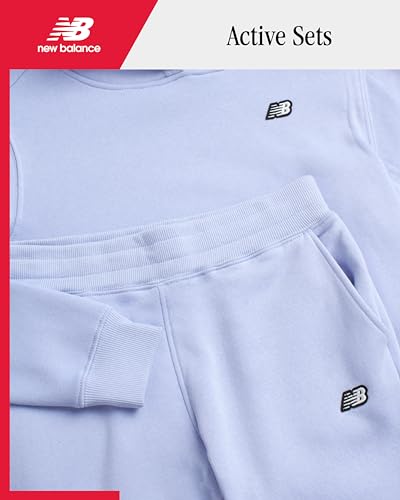 New Balance Girls' Jogger Set - 2 Piece Pullover Fleece Hoodie Sweatshirt and Jogger Sweatpants for Girls (Sizes: 5-16), Size 10-12, Perri