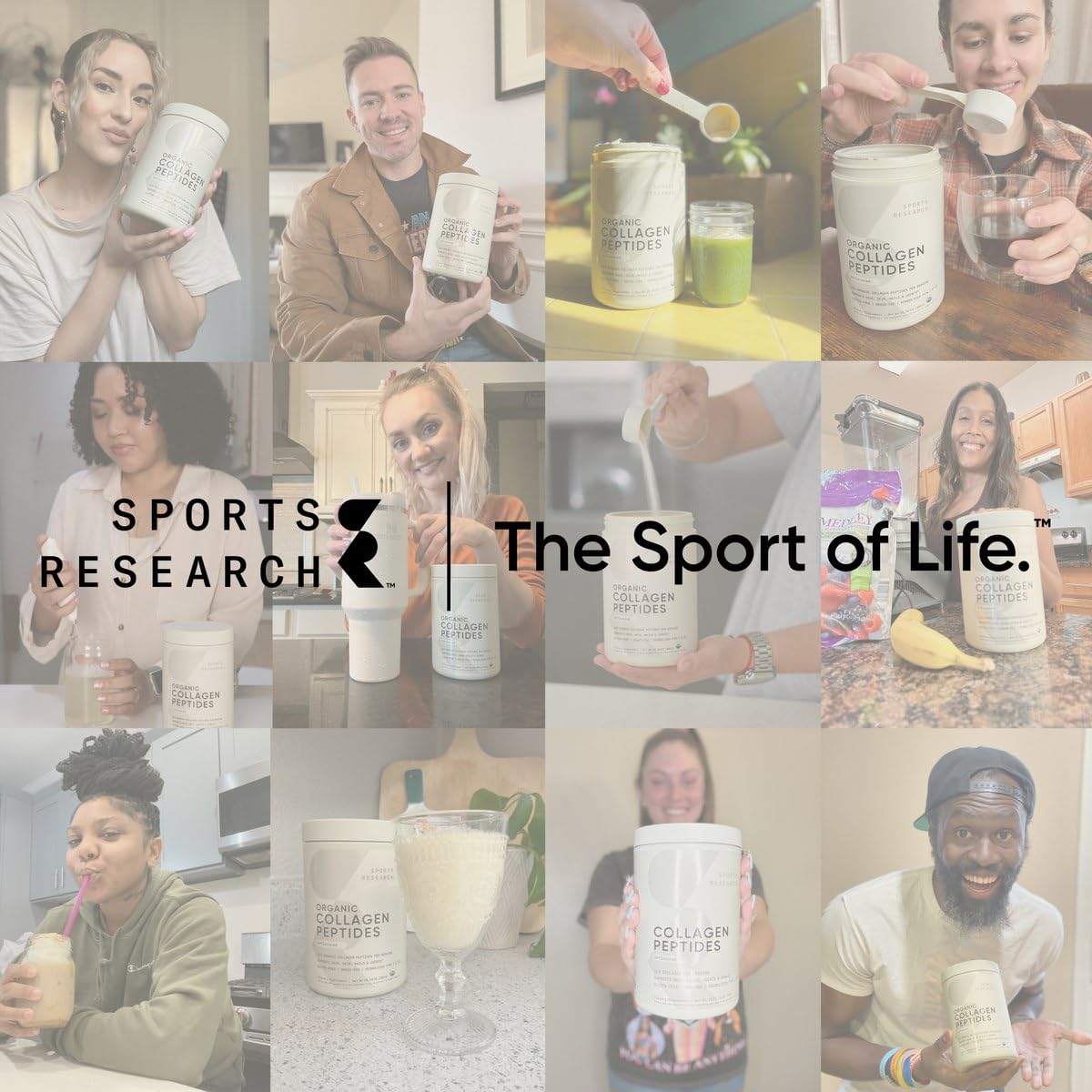 Sports Research Multi Collagen Protein Powder (Type I, II, III, V, X) with Hyaluronic Acid + Vitamin C | 5 Types of Food Based Collagen, 30 Servings (Unflavored)