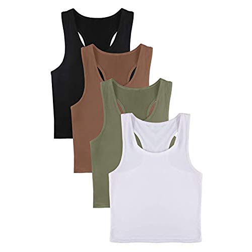 Aniywn Sleeveless Workout Tops for Women Racerback Cropped Tank Top Slim Fitted Exercise Yoga T-Shirts Gym Running Shirts