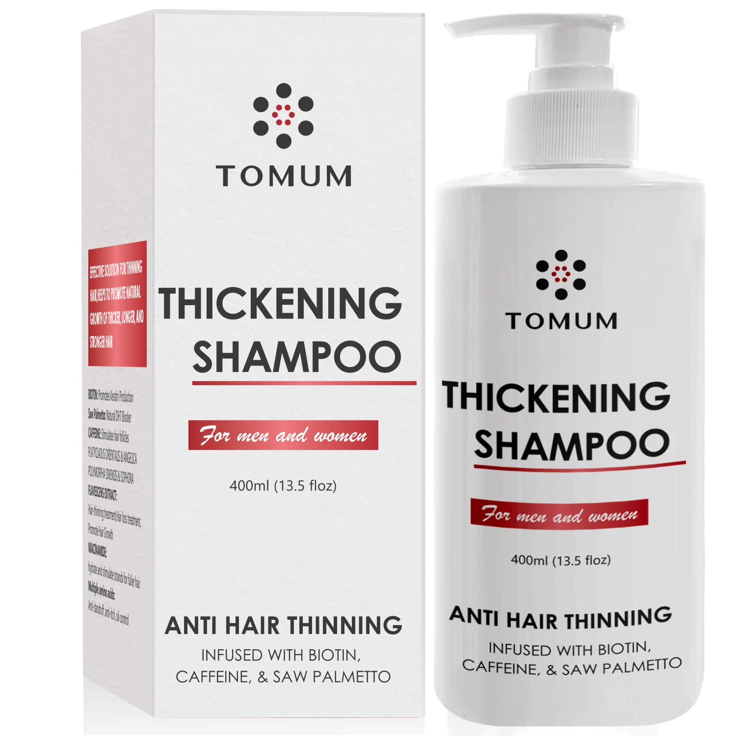 TOMUM Biotin Hair Growth Shampoo for Men and Women - Treatment for Thinning Hair and Hair Loss - Biotin,Caffeine & Saw Palmetto Enriched Formula for Hair Thickening and Regrowth DHT Blocker 13.5 FlOz