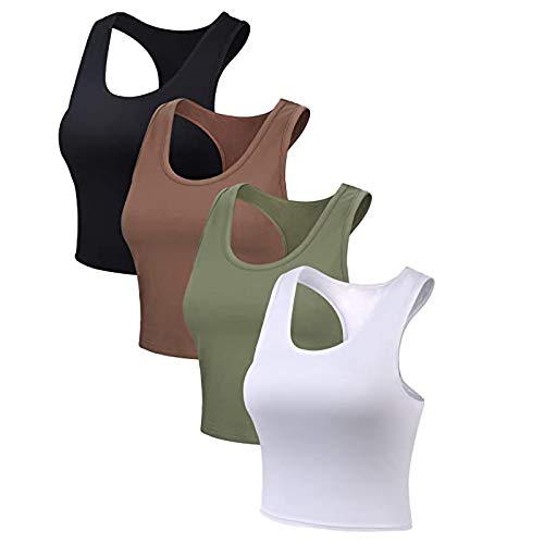 Aniywn Sleeveless Workout Tops for Women Racerback Cropped Tank Top Slim Fitted Exercise Yoga T-Shirts Gym Running Shirts