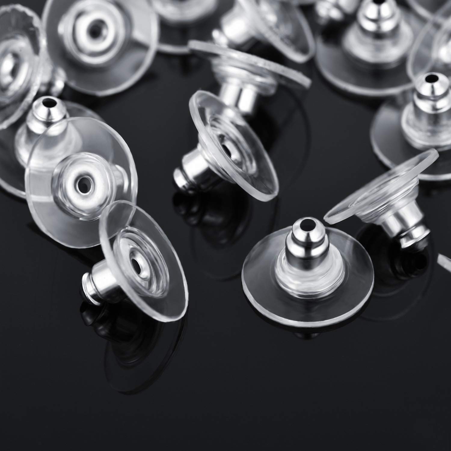 200 Pcs Earring Backs for Droopy Ears Backs Replacements Earring Backs for Heavy Bullet Clutch(Silver)