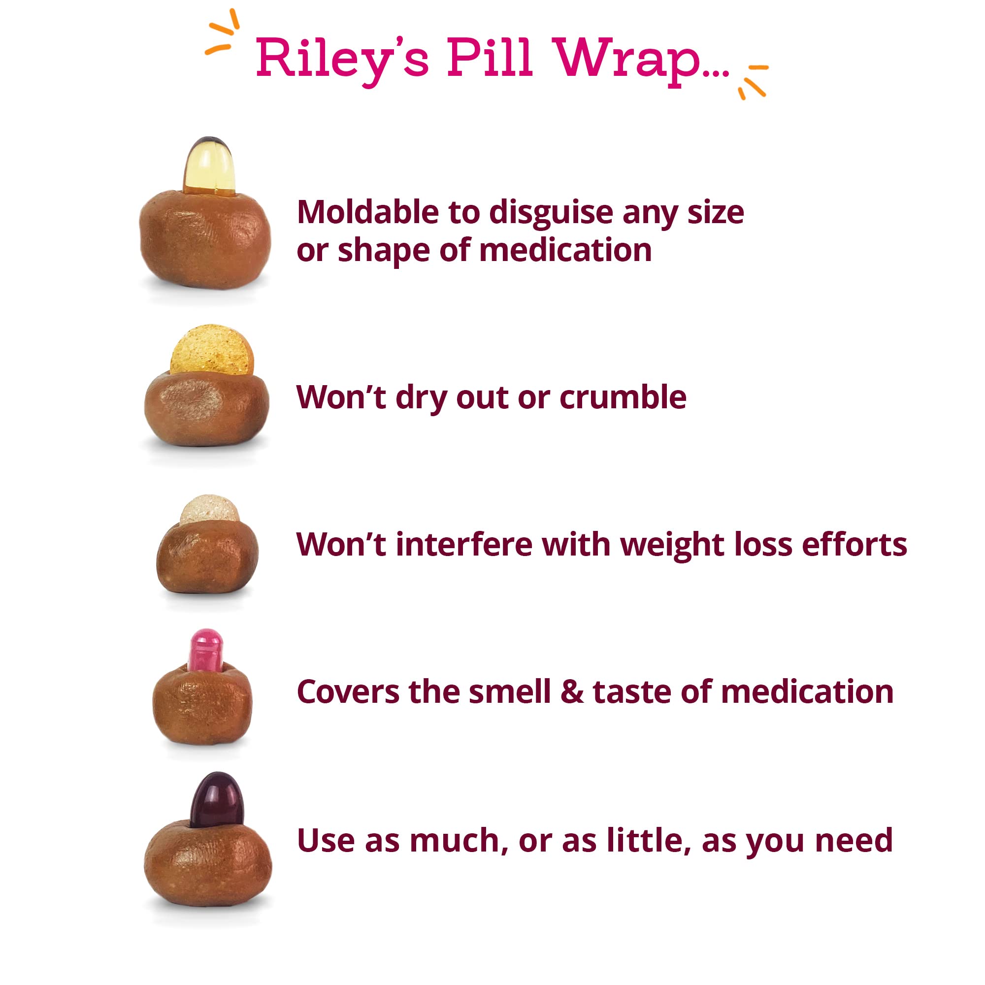 Riley's Pill Wrap for Dogs - Delicious Peanut Butter Flavored Pill Paste for Dogs - Wrap Pills, Capsules, Tablets in a Pocket or Pouch to Mask The Taste & Make Pill Time Easy - 8 oz