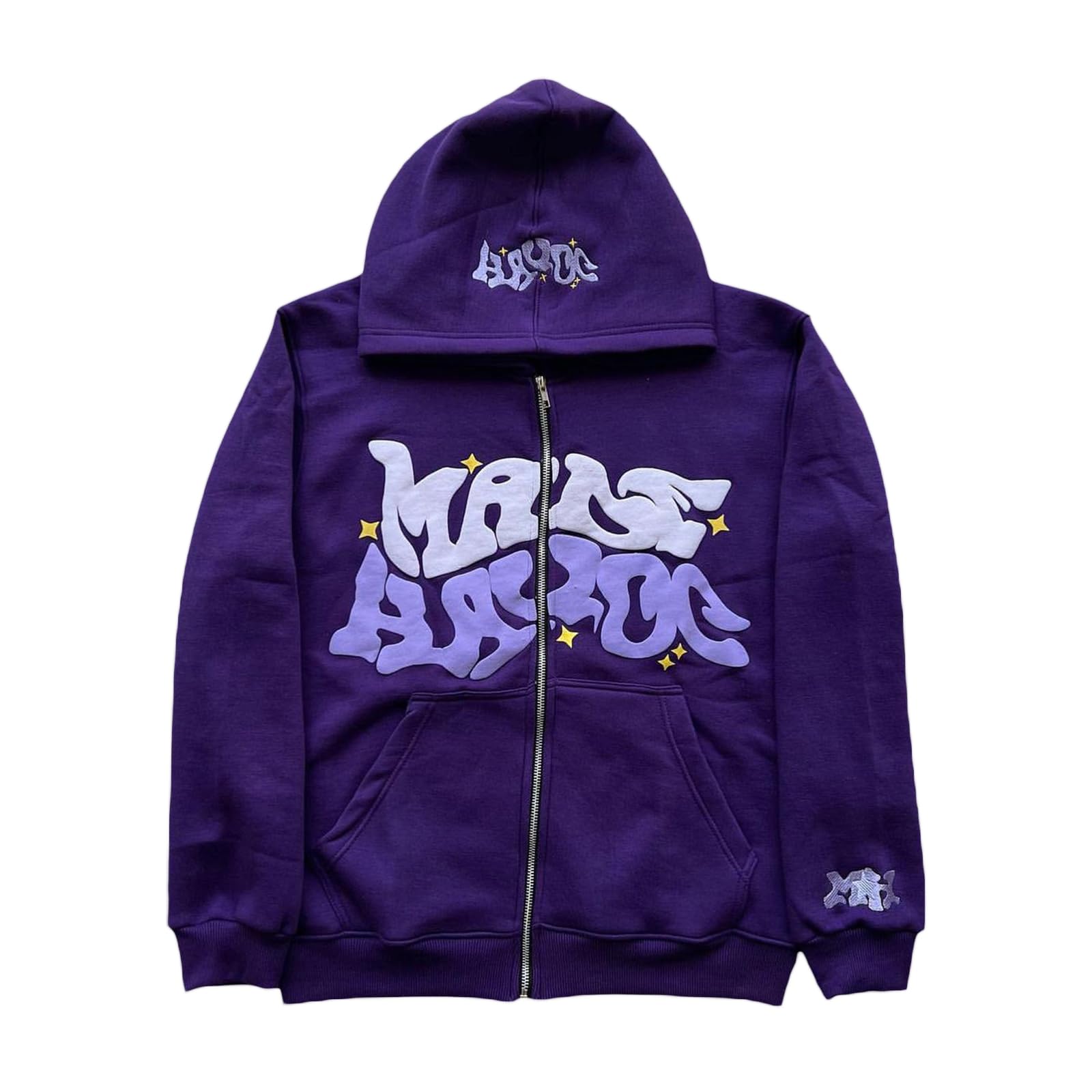 KOSUSANILL Y2k Star Printed Hoodie Zip Up Women Oversized Graphic Gothic Sweatshirt Girls Harajuku Grunge Punk Sweater Jacket (Purple Letter Printed, M)