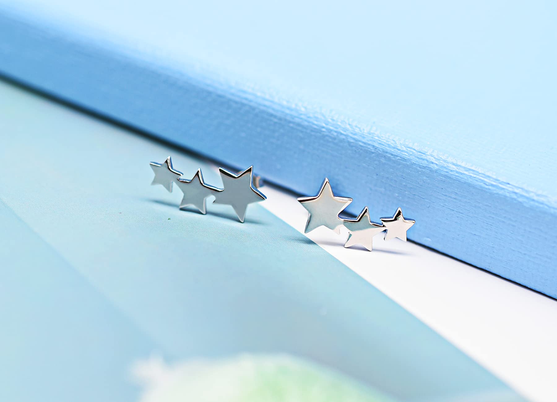 Sterling Silver Star Stud Hypoallergenic Stars Post Earrings for Girls Teens Women