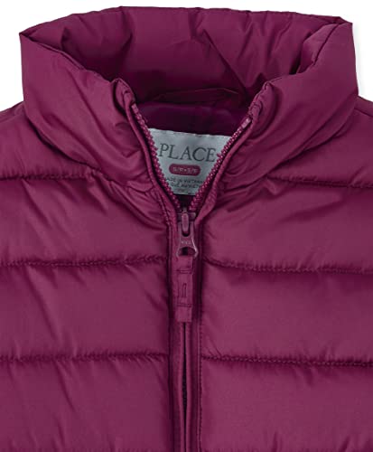 The Children's Place Girls' Medium Weight Puffer Jacket, Wind, Water-Resistant, Purple Rose, Large (10/12)