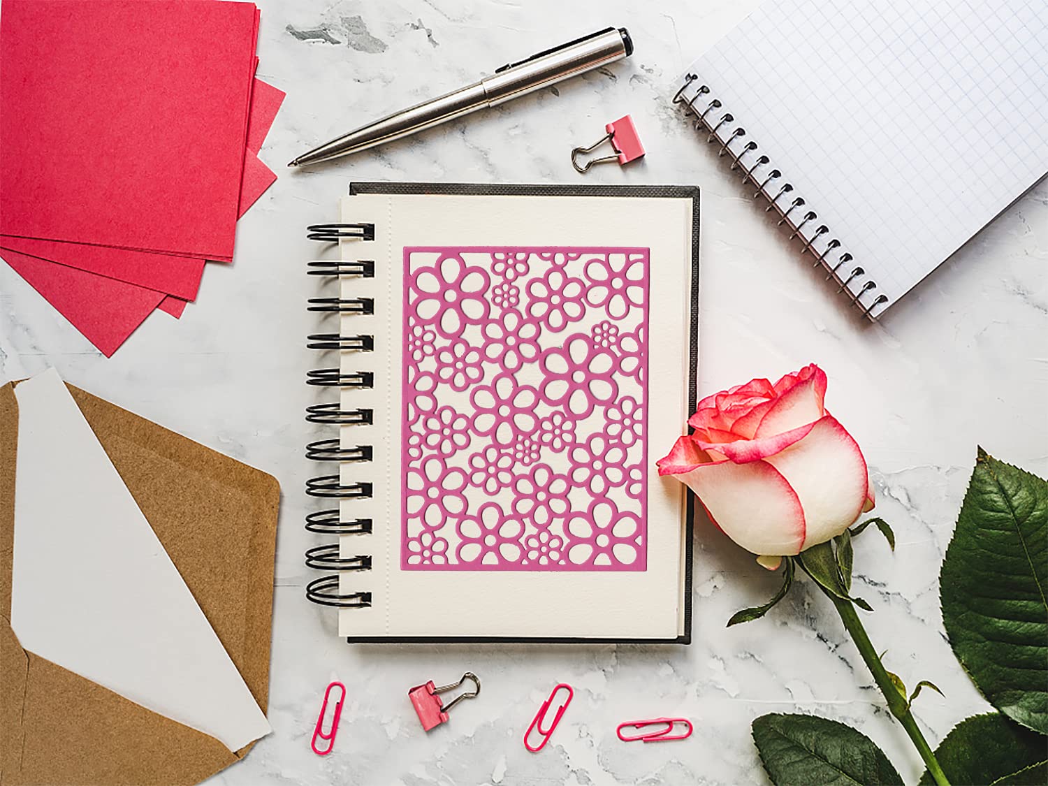 Small Flower Frame Background Cutting Dies Stencil Metal Template Molds, Embossing Tool Flower Die Cuts for Card Making Album Paper Scrapbooking DIY Décor Dies Craft