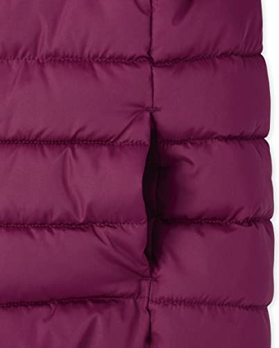 The Children's Place Girls' Medium Weight Puffer Jacket, Wind, Water-Resistant, Purple Rose, Large (10/12)