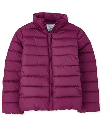 The Children's Place Girls' Medium Weight Puffer Jacket, Wind, Water-Resistant, Purple Rose, Large (10/12)