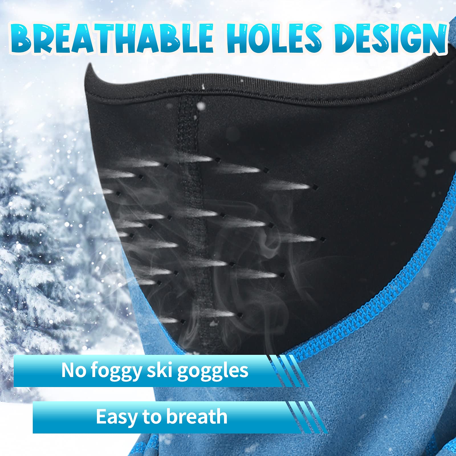 Kids Balaclava Ski Mask (with Breathable Holes) Windproof Winter Fleece Neck Face Warmer Boys Girls Blue