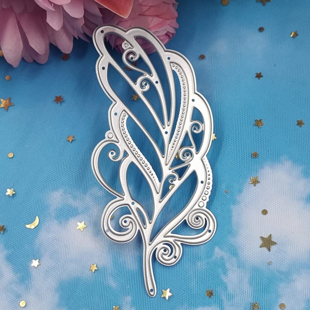 LZBRDY Floral Feather Embossing Metal Cutting Dies for Card Making Scrapbooking Birthday Thanksgiving Christmas Craft Die Cuts Stencil