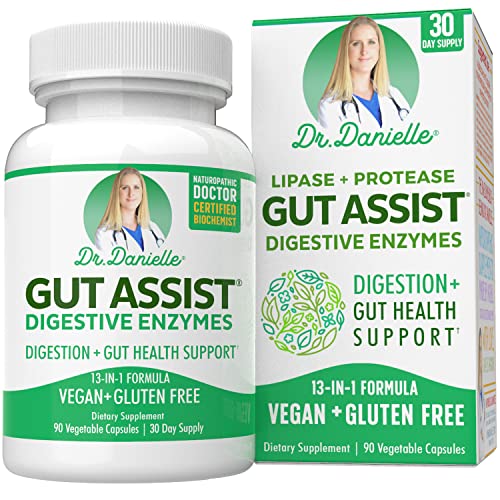 Gut Assist Digestive Enzymes Supplement to Aid in Breaking Down Proteins, Fats, and Carbohydrates for Digestion, Vegetarian Formula for Better Digestion & Lactose Absorption with Amylase & Protease