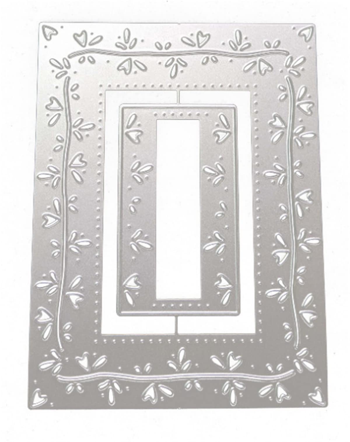 Ammsochy Cutting Dies Metal Stencils Scrapbooking Tools Flowers Lace Frame DIY Embossing Template for Paper Card Making Album Arts Crafts Supplies (Rectangle Love line frame-13.8x10.5cm)